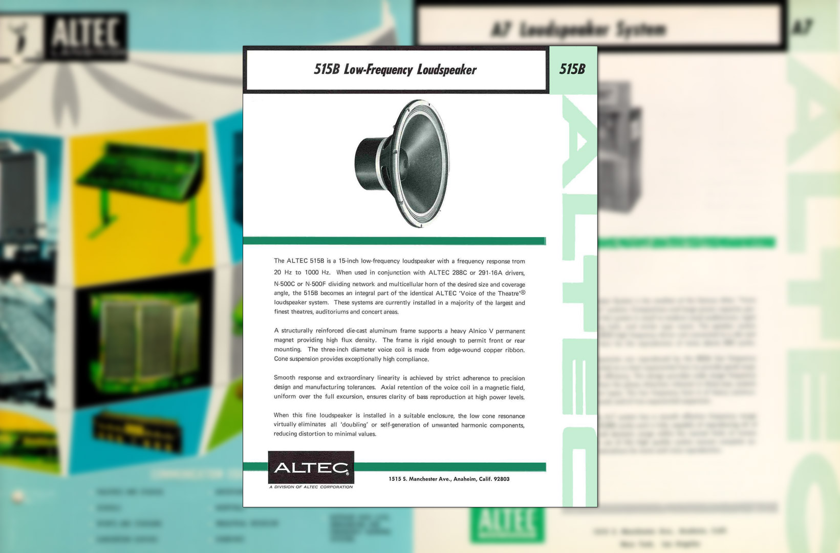 Altec 515B 1973 Data - AboutProSound - Interesting Pro Audio, People ...