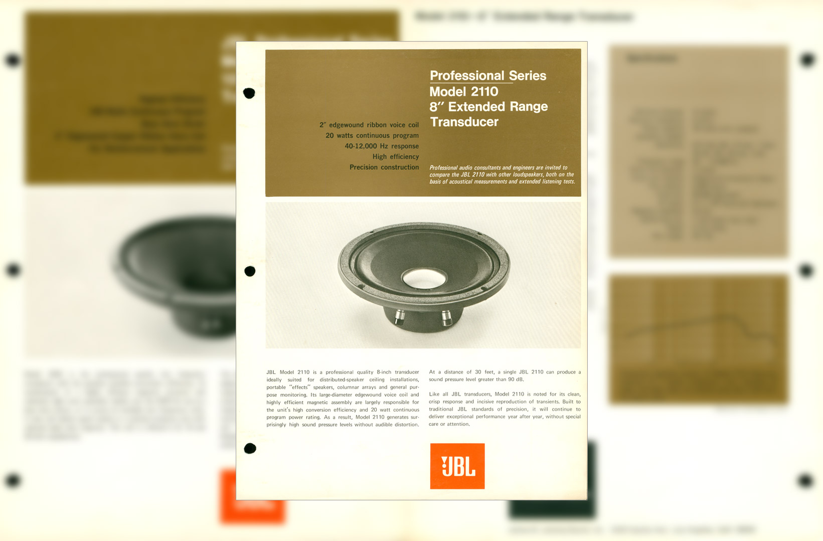 JBL 2110 8-in Extended Range Transducer - AboutProSound - Interesting Pro Audio, People ...