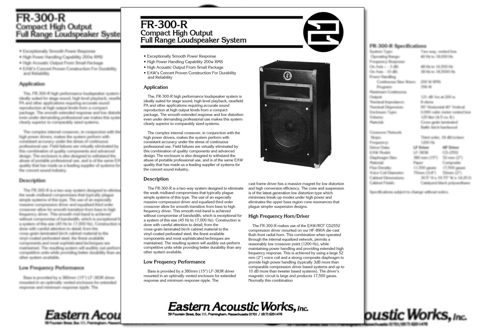 FR-300-R Compact High Output Full-range System (c1979) - AboutProSound ...