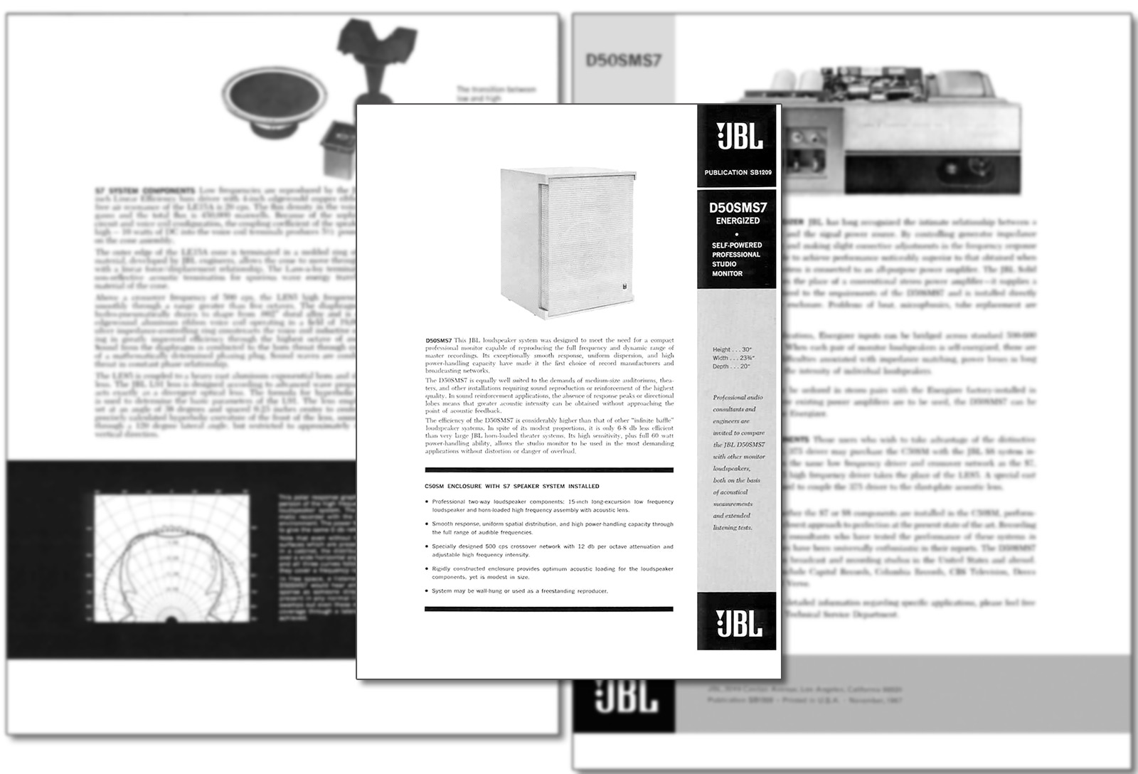 JBL D50SMS7 Energized Studio Monitor System (1967) - AboutProSound ...