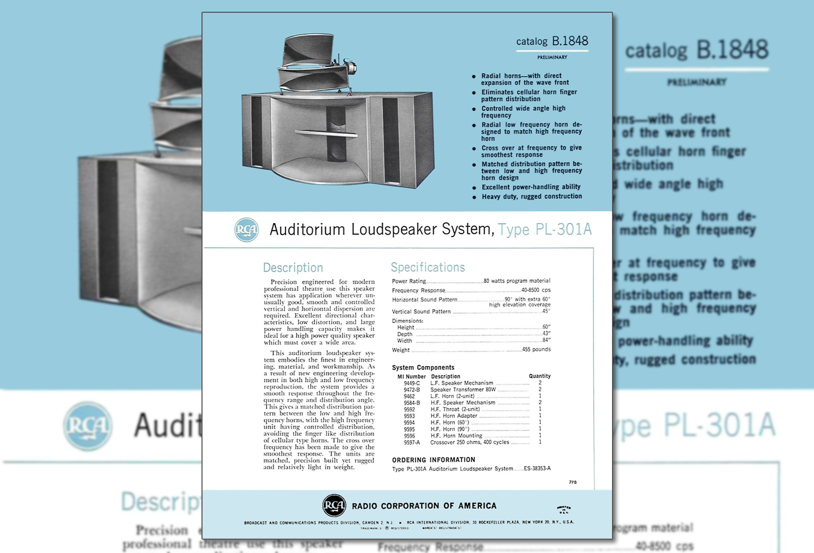RCA Auditorium Loudspeaker System, Type PL-301A (LC9) - AboutProSound ...