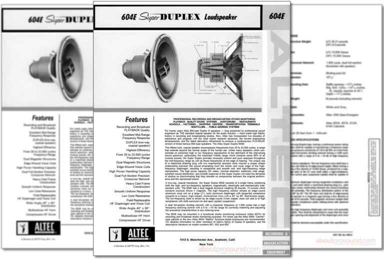 Altec 601C, 602C, 605BD Duplex Loudspeaker (c.1965) - AboutProSound ...