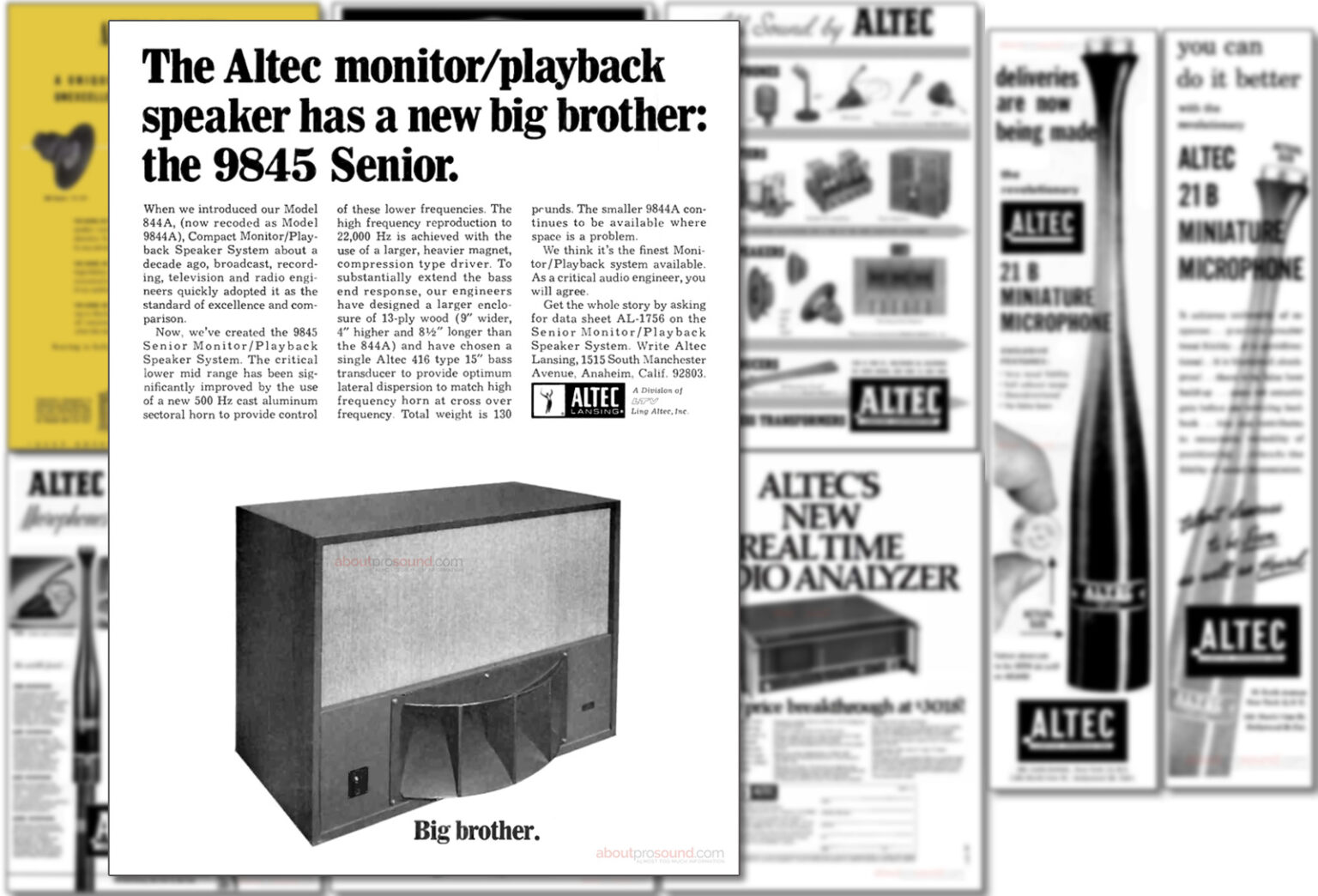 Altec 9845 Studio Monitor Ad (c.1968) - AboutProSound - Interesting Pro ...