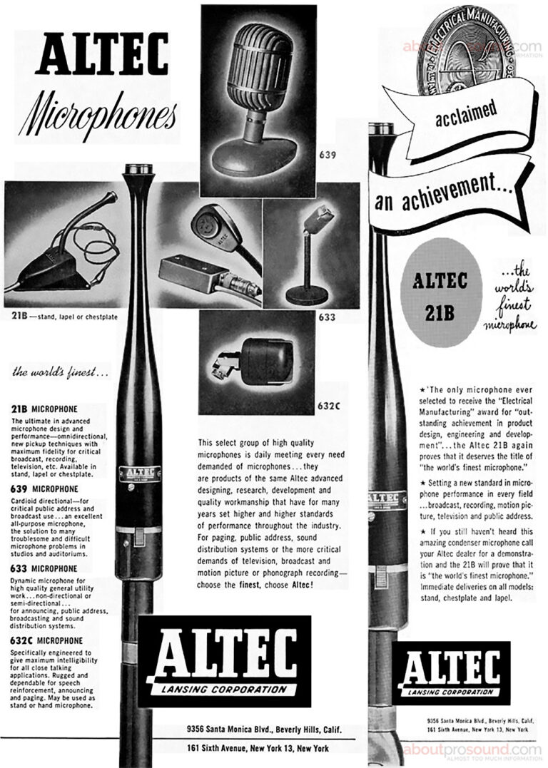 1951 Altec Microphones Ad - AboutProSound - Interesting Pro Audio ...