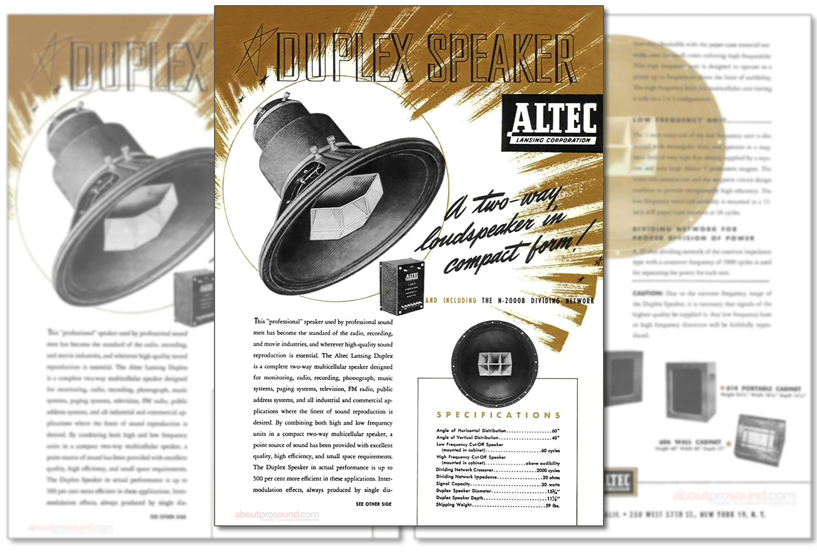 Altec Duplex Loudspeaker Data (c.1946) - About ProSound - Interesting ...
