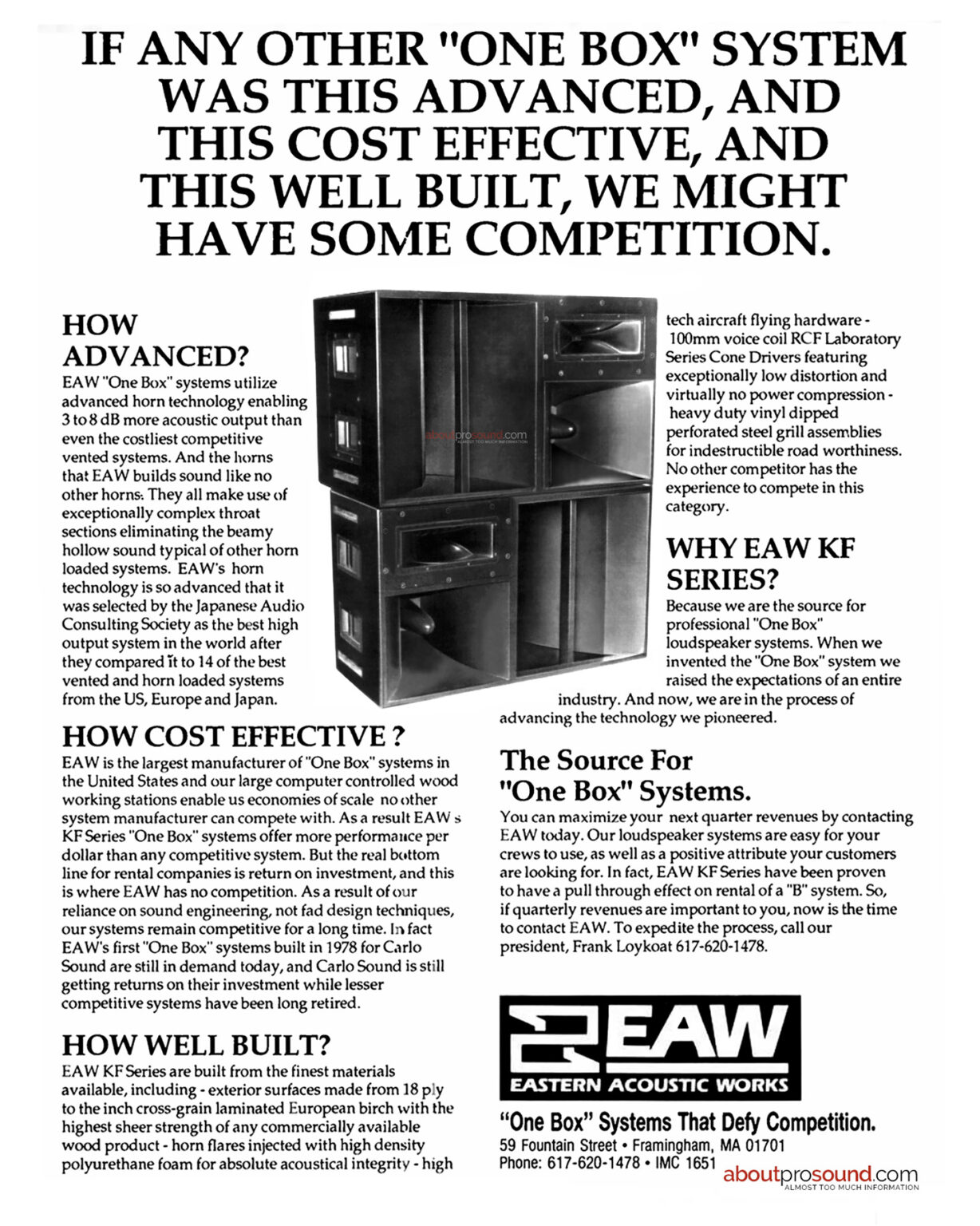 1985 EAW KF Series Loudspeaker Systems Ad - AboutProSound - Interesting ...