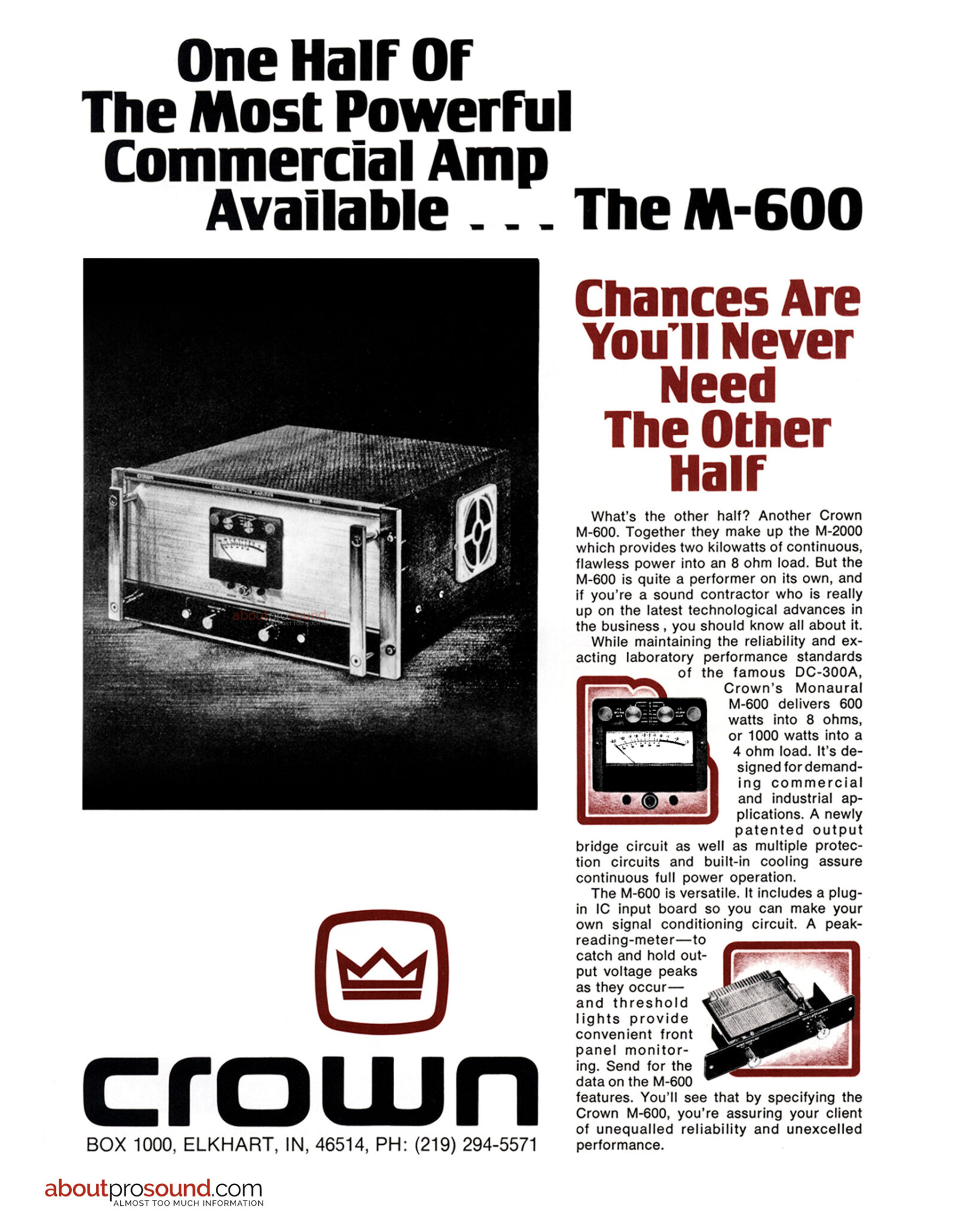 1975 Crown M600 Amp Ad - AboutProSound - Interesting Pro Audio, History ...