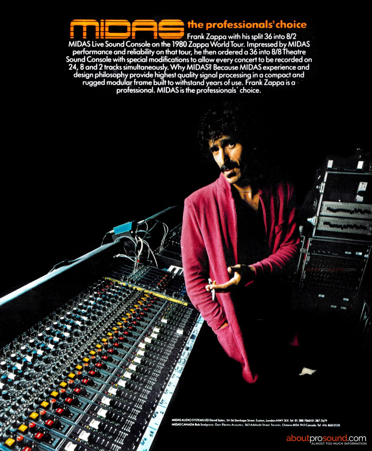 1980 Midas Frank Zappa Ad - About ProSound - Interesting stuff in the ...