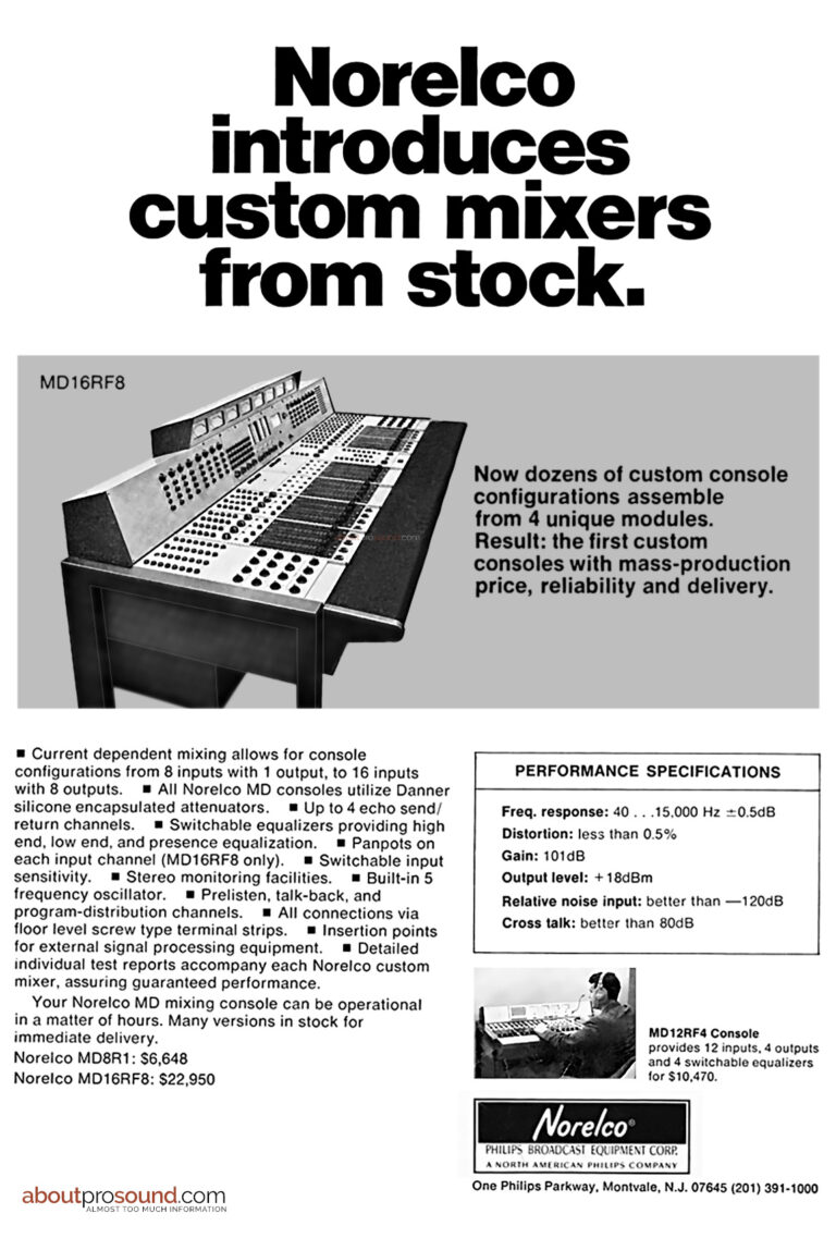 1970 Norelco Mixing Consoles Ad - About ProSound - Interesting stuff in ...