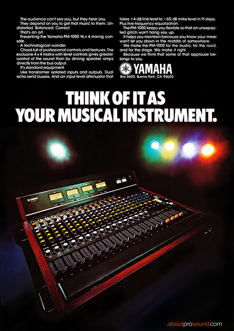 1975 Yamaha PM1000 Instrument Ad - About ProSound - Interesting stuff ...