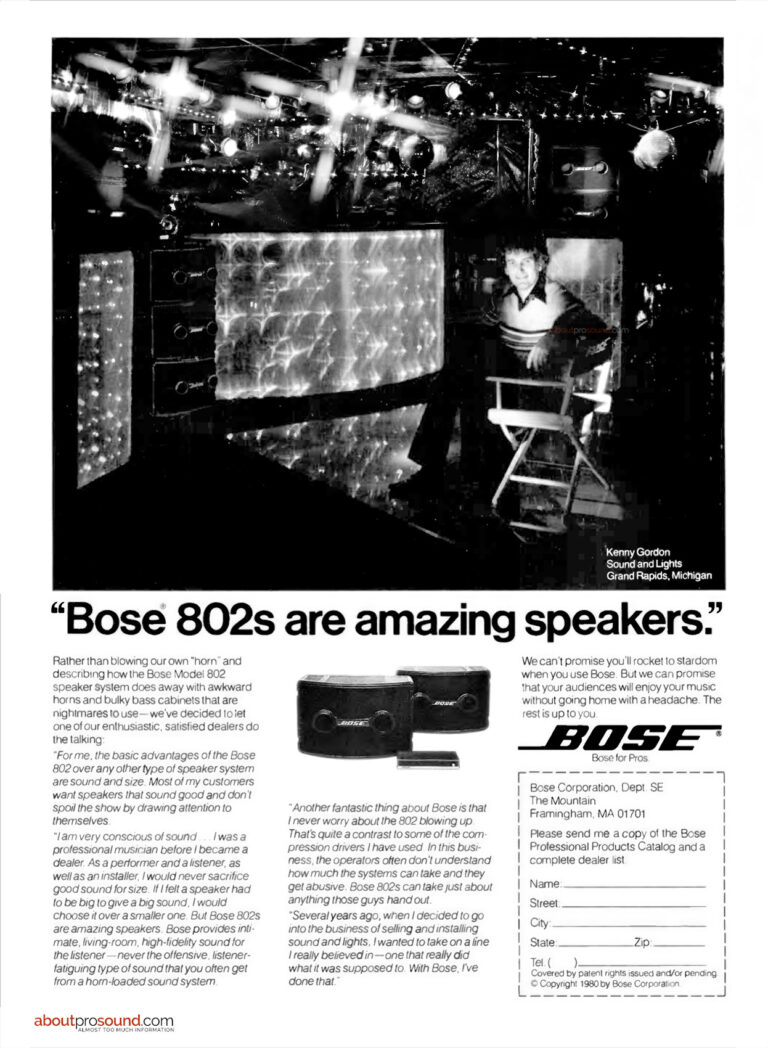 1980 Bose 802s Disco Ad - AboutProSound - Interesting Pro Audio, People ...