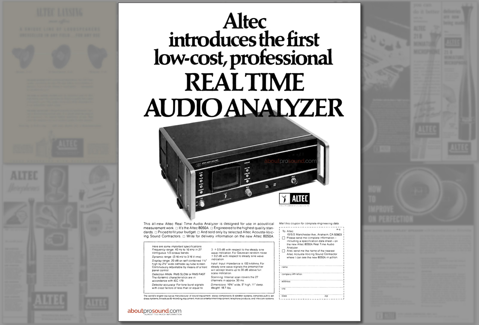Altec New 8050A Low Cost RTA (c.1971) - AboutProSound - Interesting Pro ...