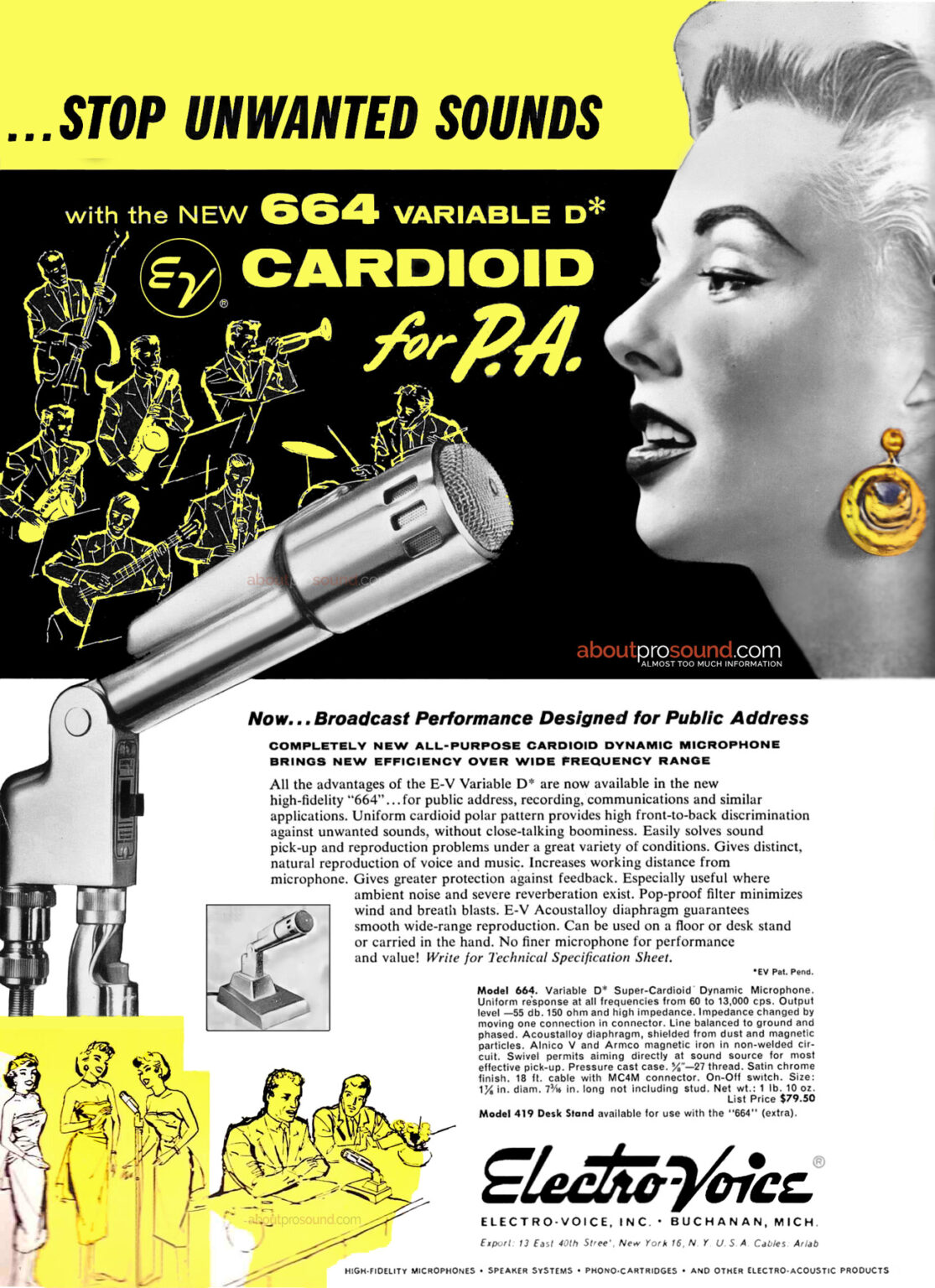 1955 EV 664 Variable D Microphone Ad - About ProSound - Interesting ...