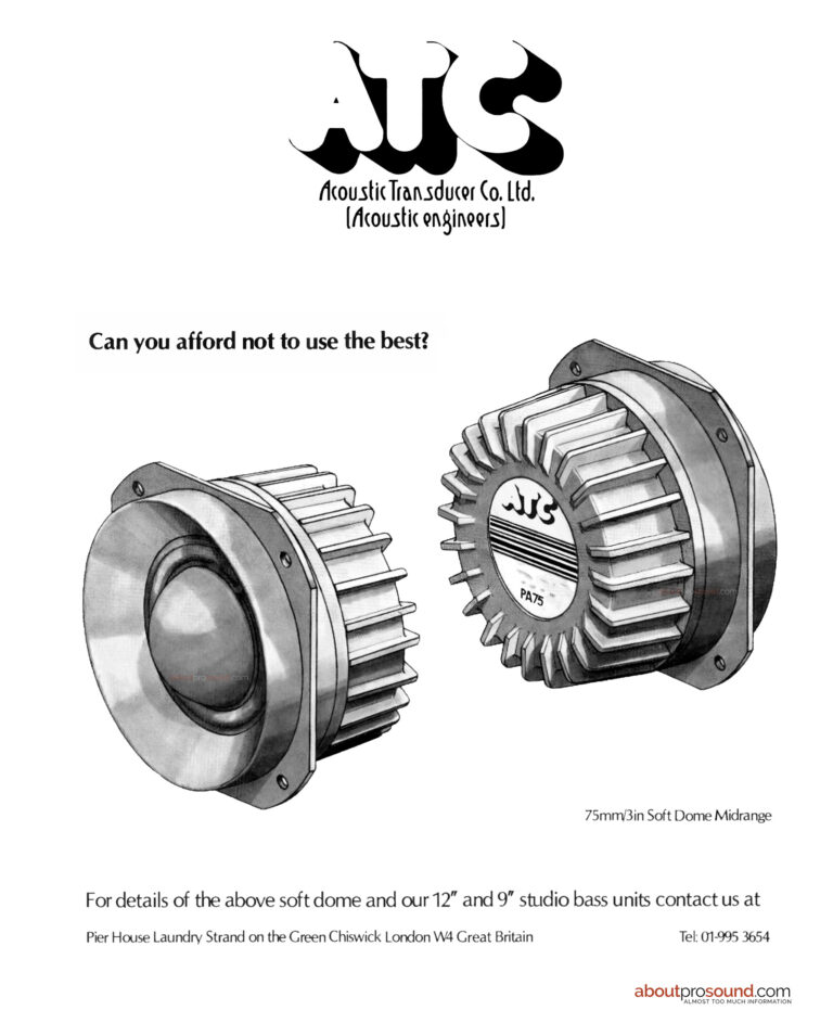1977 ATC 75mm Soft Dome Midrange Ad - About ProSound - Interesting ...