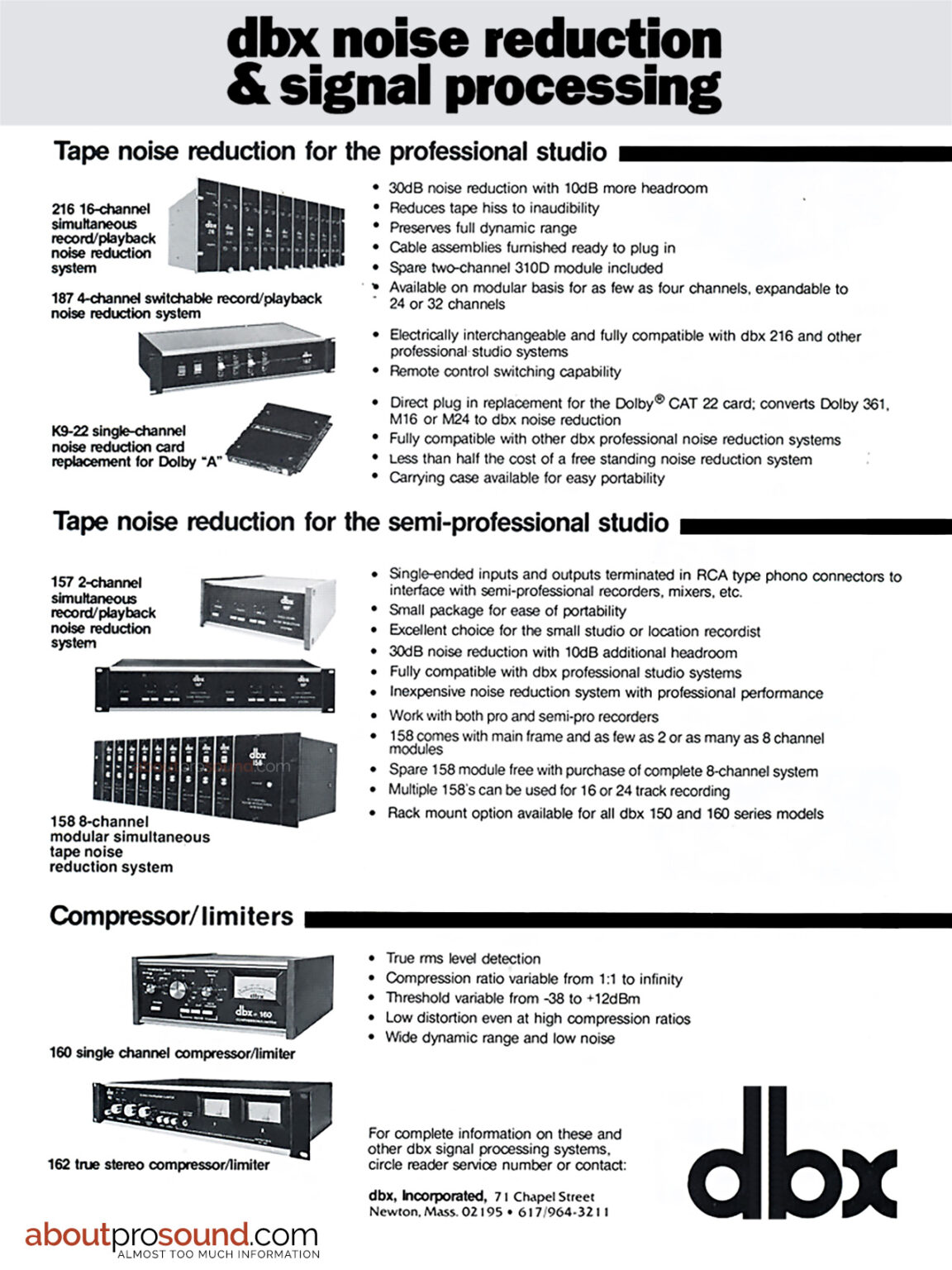 1978 DBX Full Line Ad - About ProSound - Interesting stuff in the ...