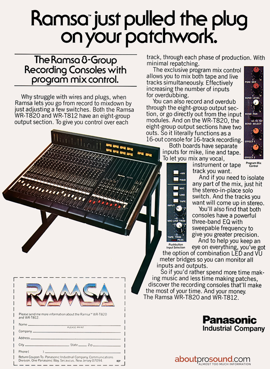 1985 Ramsa 8 Group Recording Console Ad - AboutProSound - Interesting ...