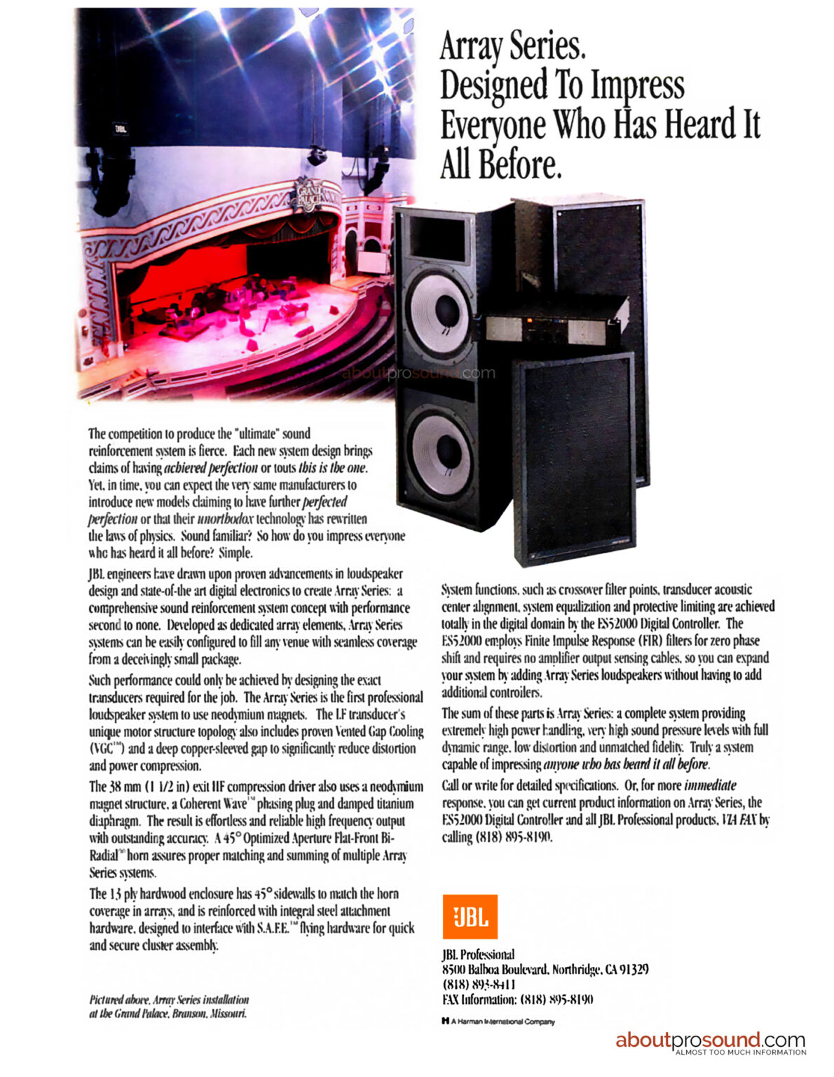 1992 JBL Array Series Ad - AboutProSound - Interesting Pro Audio ...